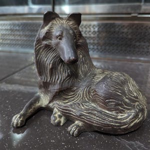 Collie Dog Door Stop, Paper Weight or Bookend Vintage Cast Metal Dog ...