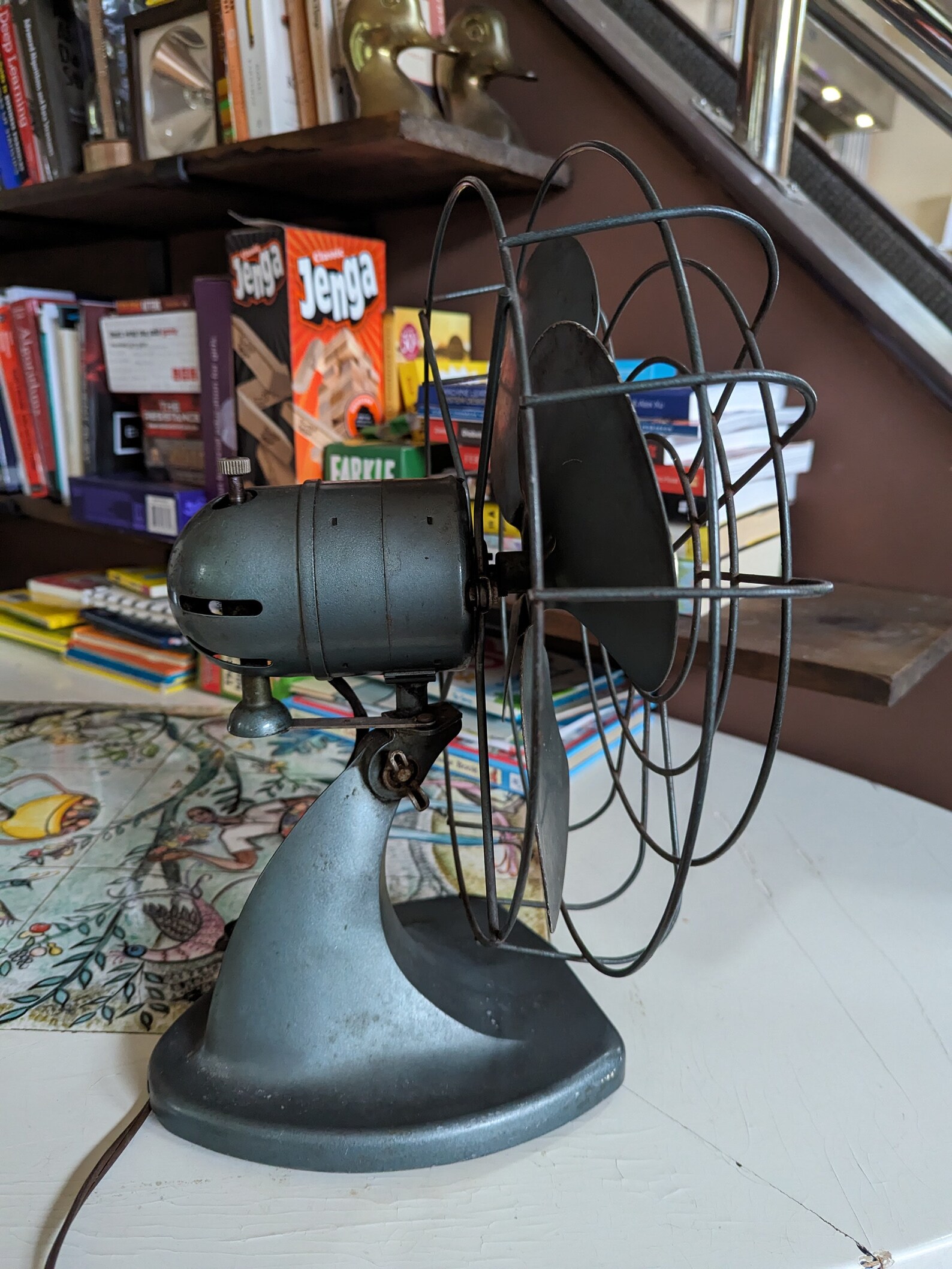 Industrial Age Brooklyn Heavy Teal Metal Fan in Great Working Condition ...