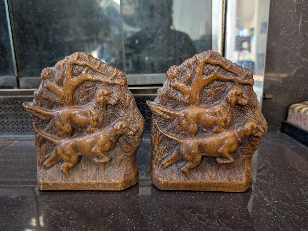Vintage Hunting Pack Dogs Syroco Wooden Bookends Pair - Etsy