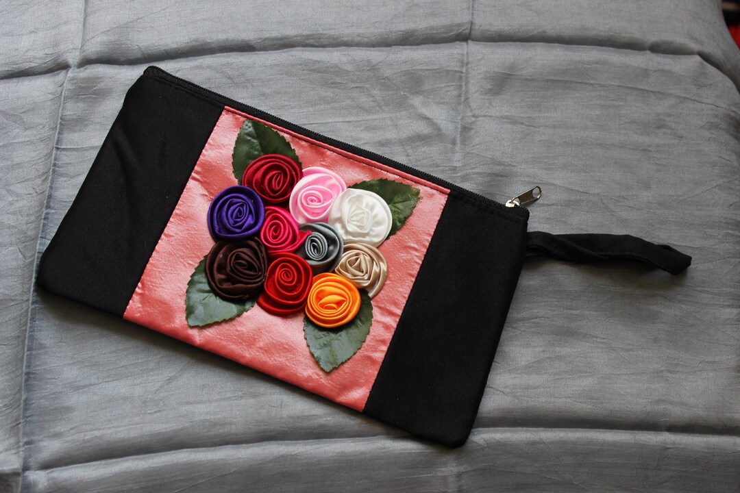 Handmade Silk Flower Wallet: Elegant Embroidered Clutch, Vietnam Made ...