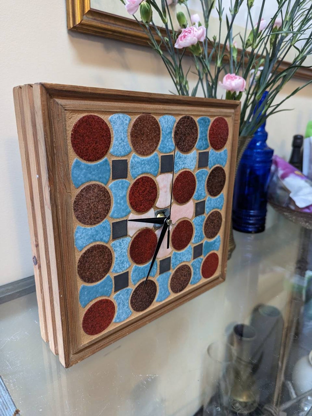 Mid Century Modern Vintage Checker Table Clock With Modernized Clock ...