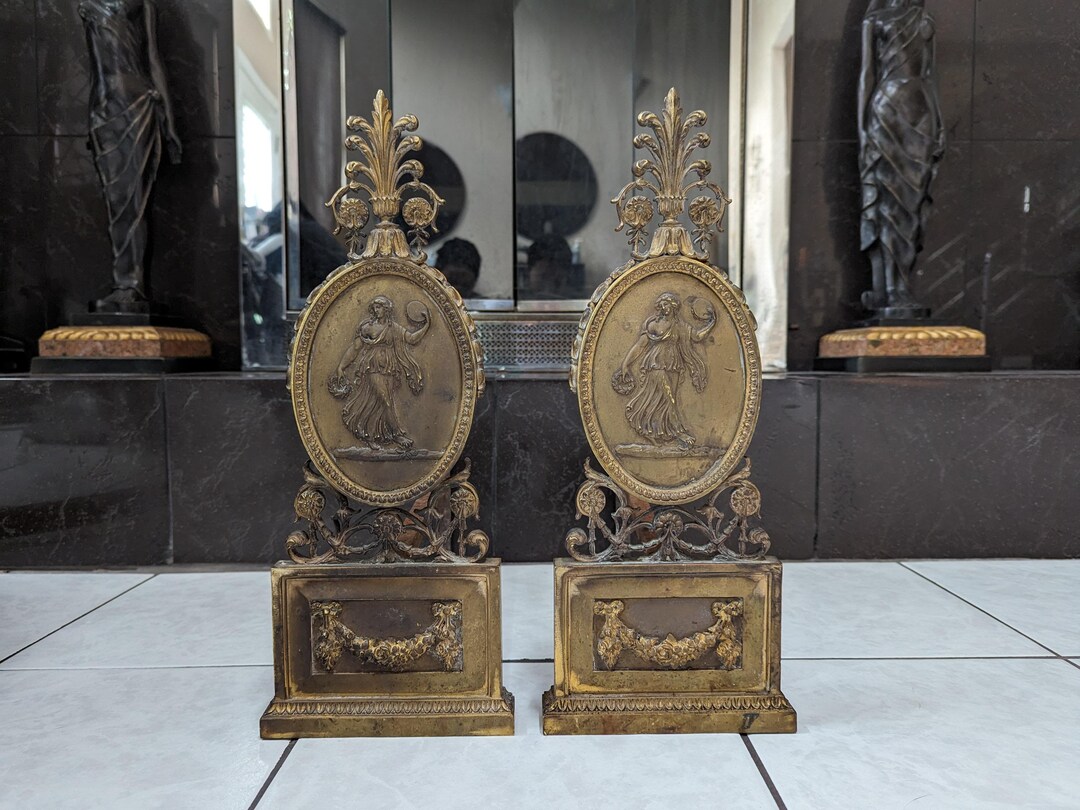 Antique Victorian Musical Nymph Andirons Pair - Etsy