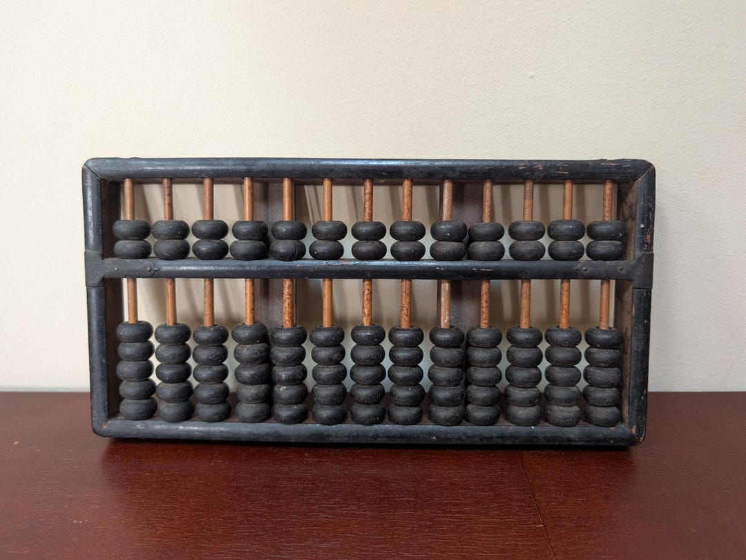 Antique Wooden Abacus With Lettering Etching and Metal Ornate Details ...