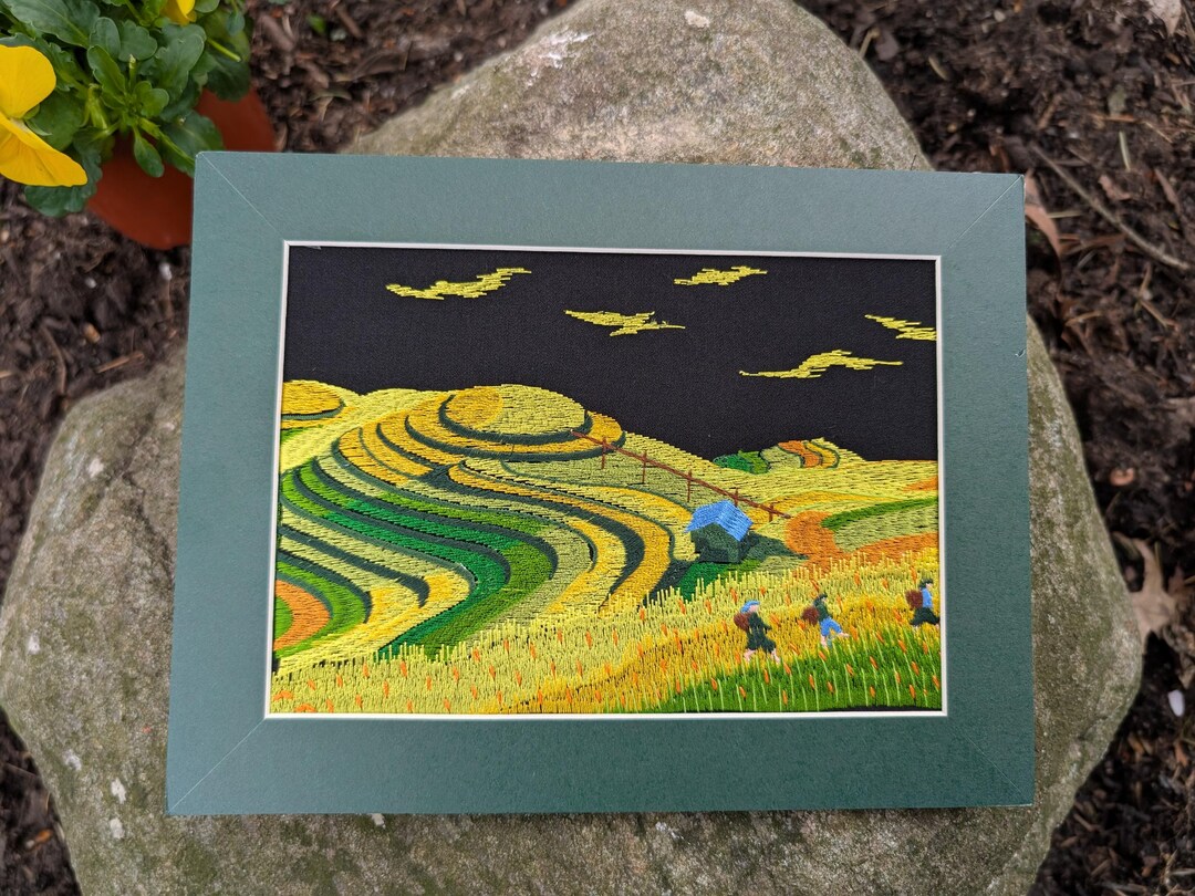 Stepping Rice Field - Sapa Hand Embroidery Art From Vietnam - Etsy