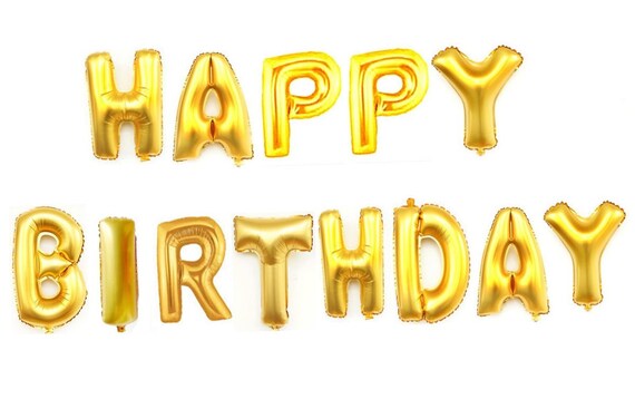 Happy Birthday Gold Balloons | Etsy