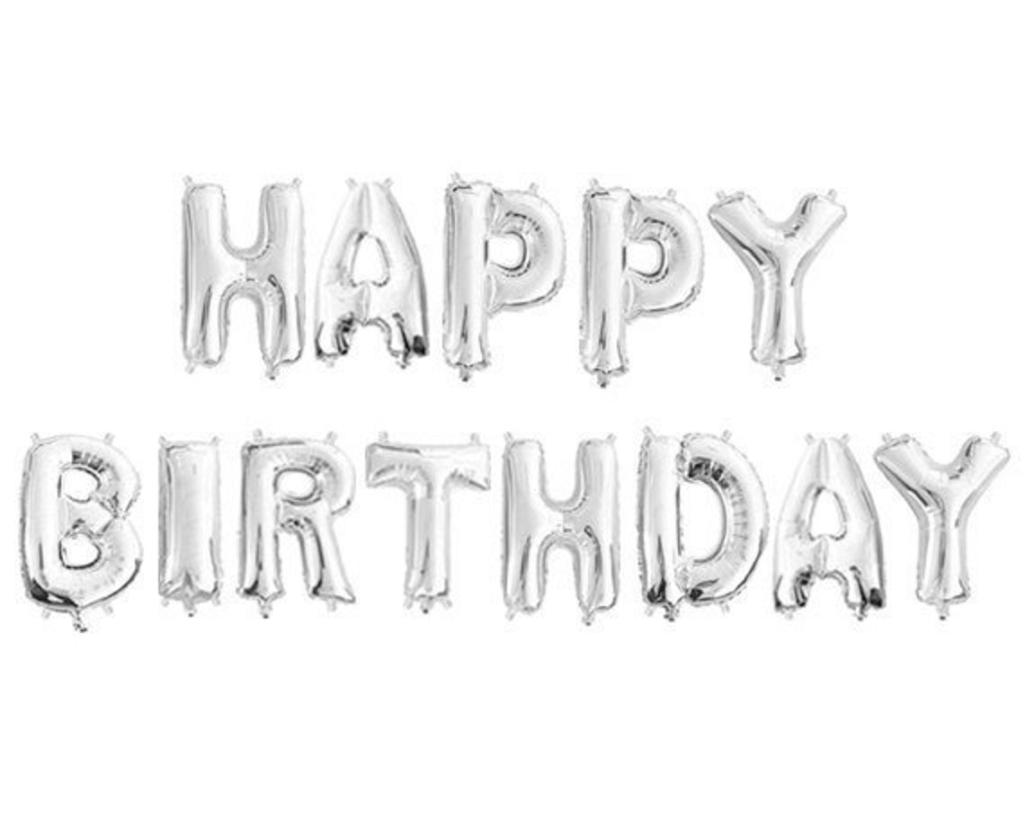Happy Birthday Silver Balloons - Etsy