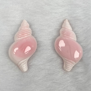 Carved Snail Queen Conch Shell Cabochon - Price per Pair - Queen Conch ...
