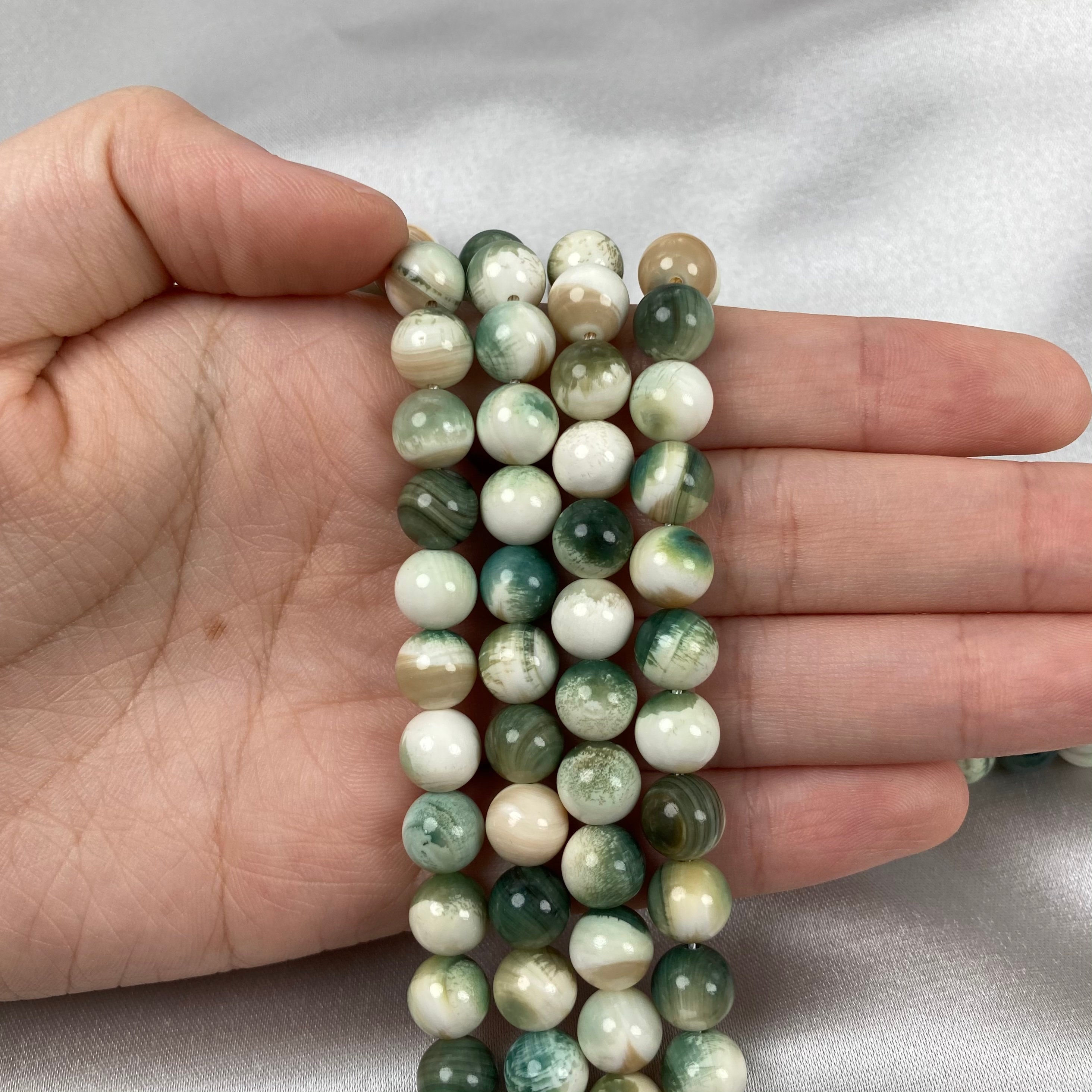 Rare Natural Turbo Shell Bead Strand - Natural Turbo Shell Bead - Round ...