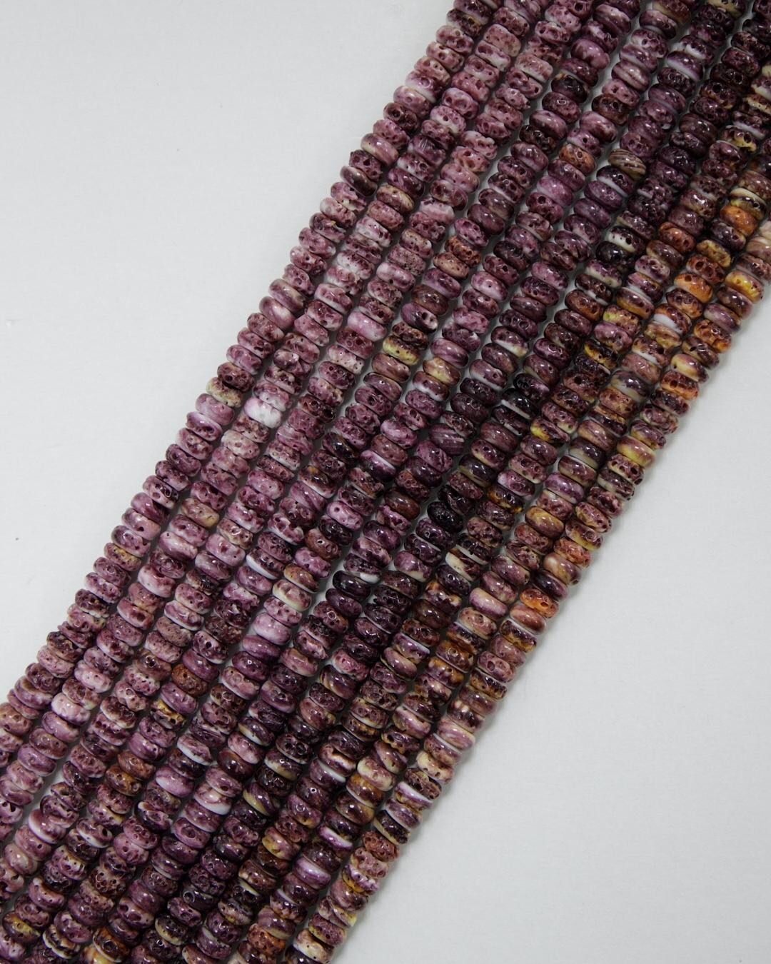 16" Purple Spiny Oyster Shell Beads – Rondelle Strand, Vibrant Purple ...