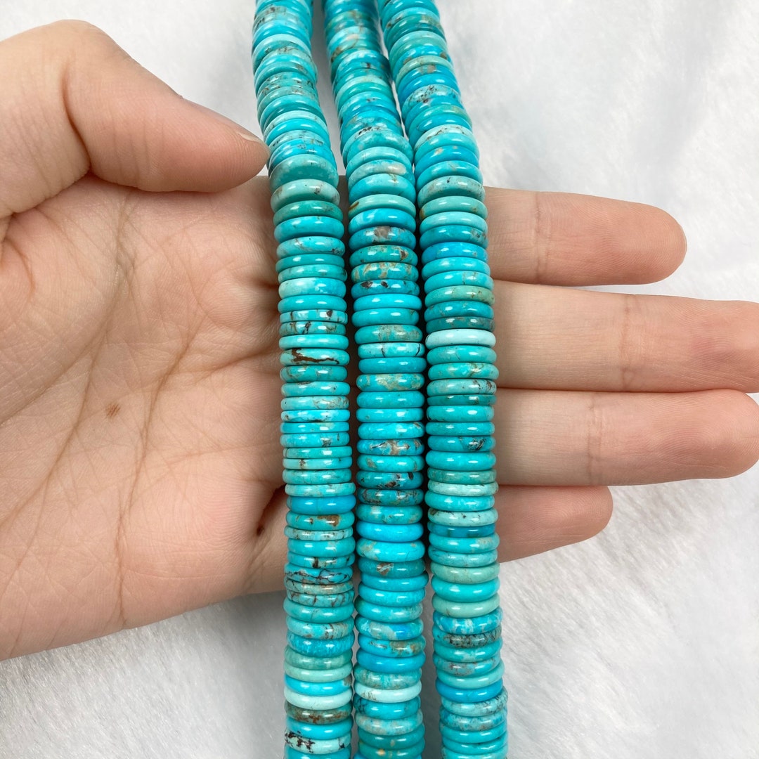 Natural Turquoise Rondelle Bead - Chinese Turquoise Beads - Chip Shell ...