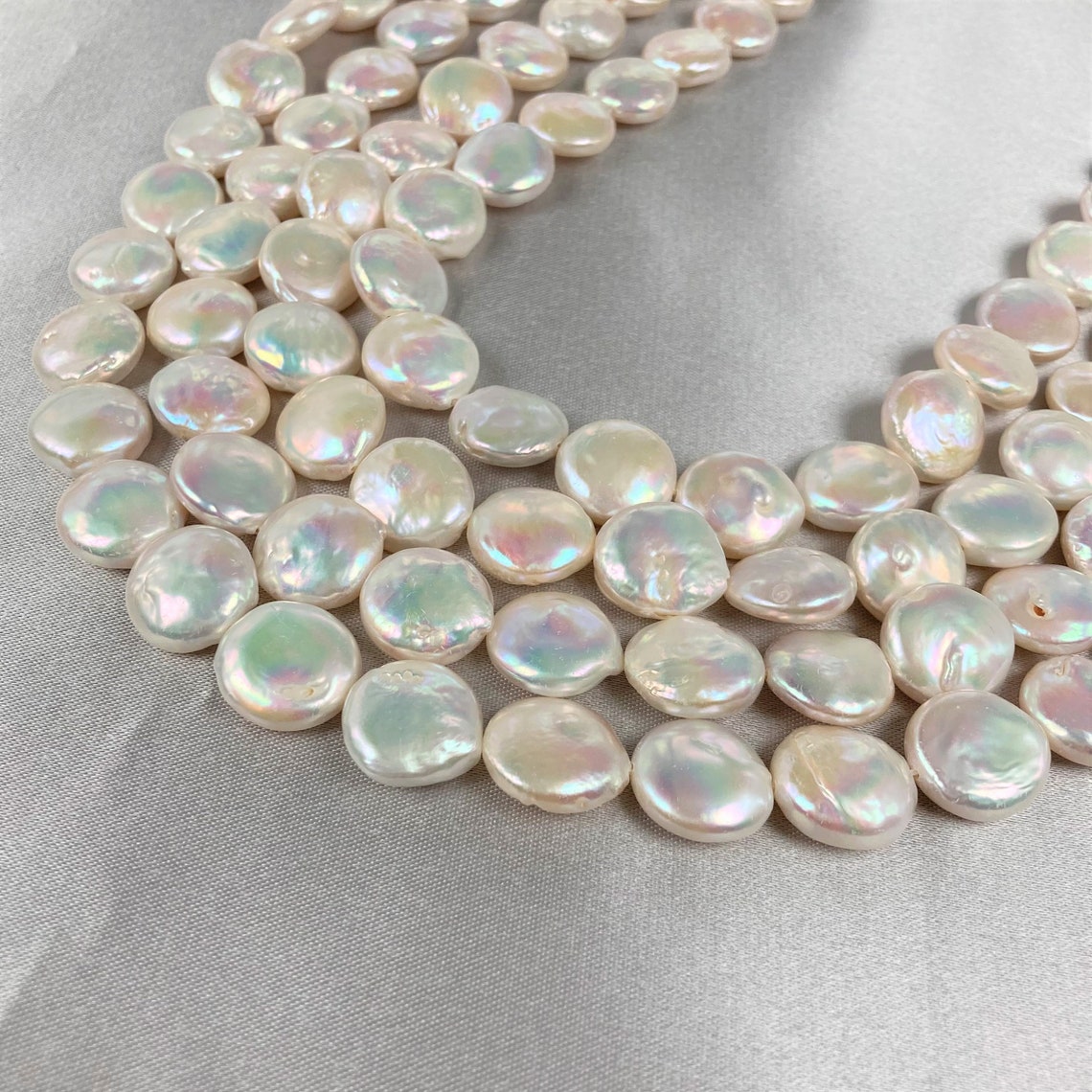 White Round Coin Freshwater Pearls Freshwater Pearls - Etsy