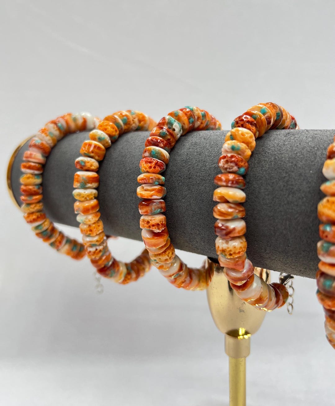 Spiny Oyster With Turquoise Chips Rondelle Beads Bracelet - Spiny ...