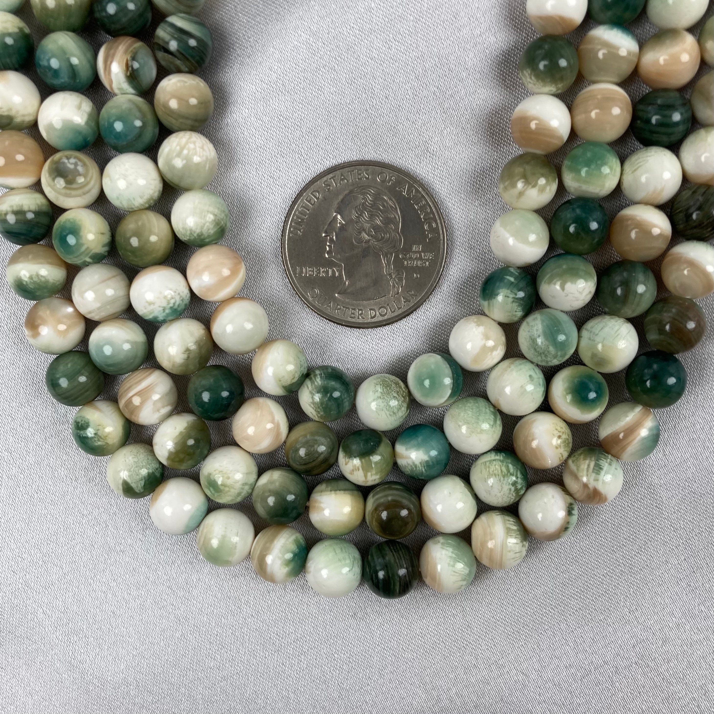 Rare Natural Turbo Shell Bead Strand - Natural Turbo Shell Bead - Round ...