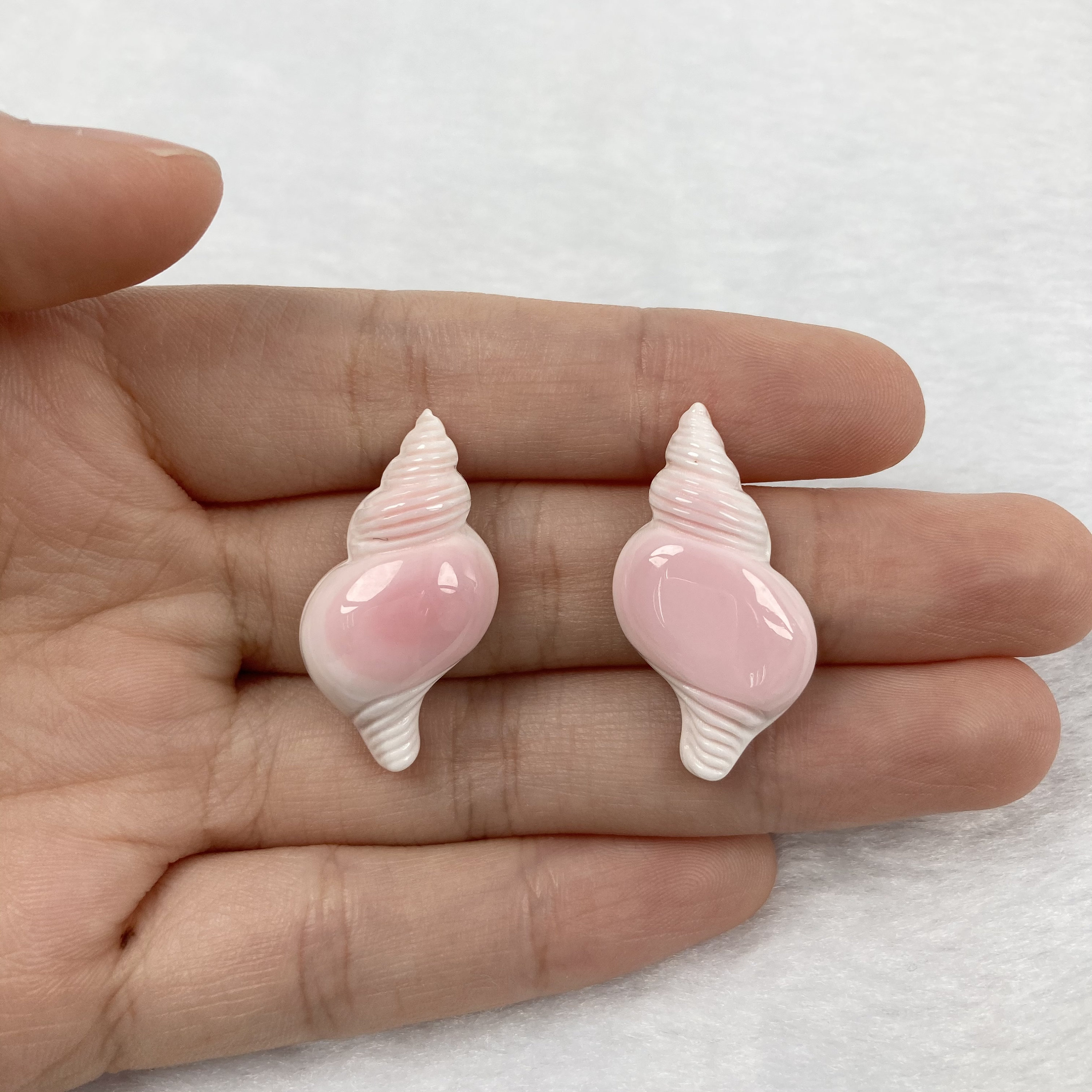 Carved Snail Queen Conch Shell Cabochon Price per Pair Queen Conch ...