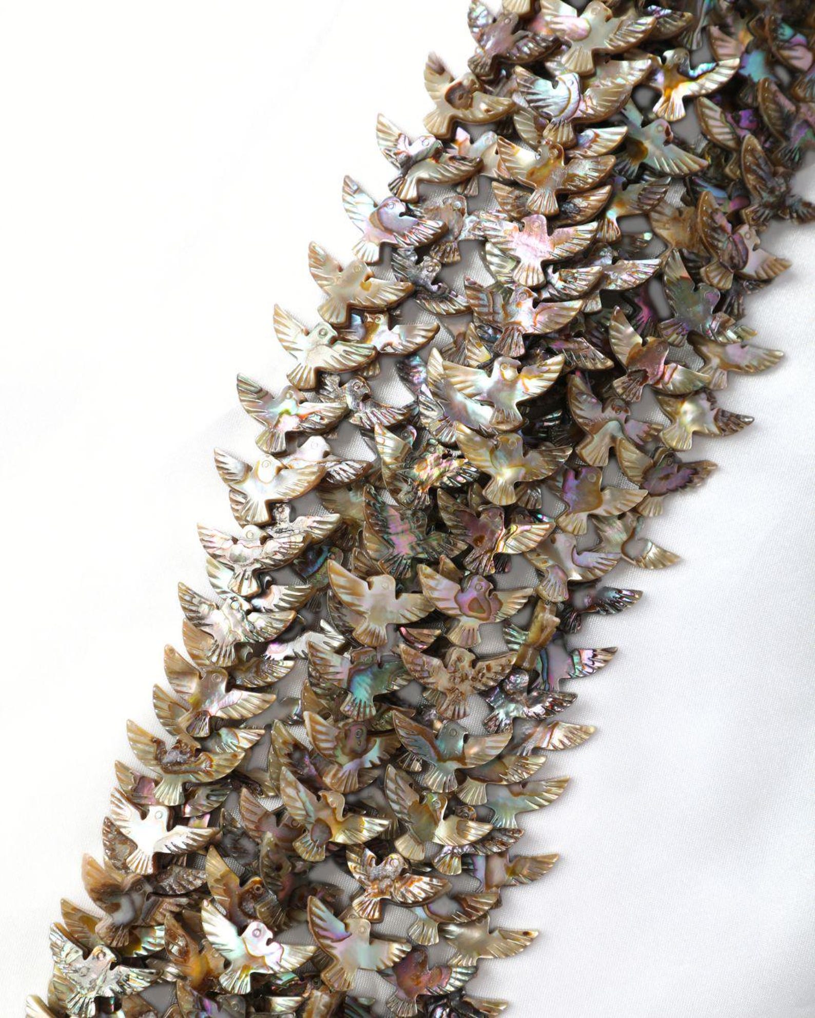 16" Natural Abalone Shell Bird Beads - Shell Beads - Shiny Color ...