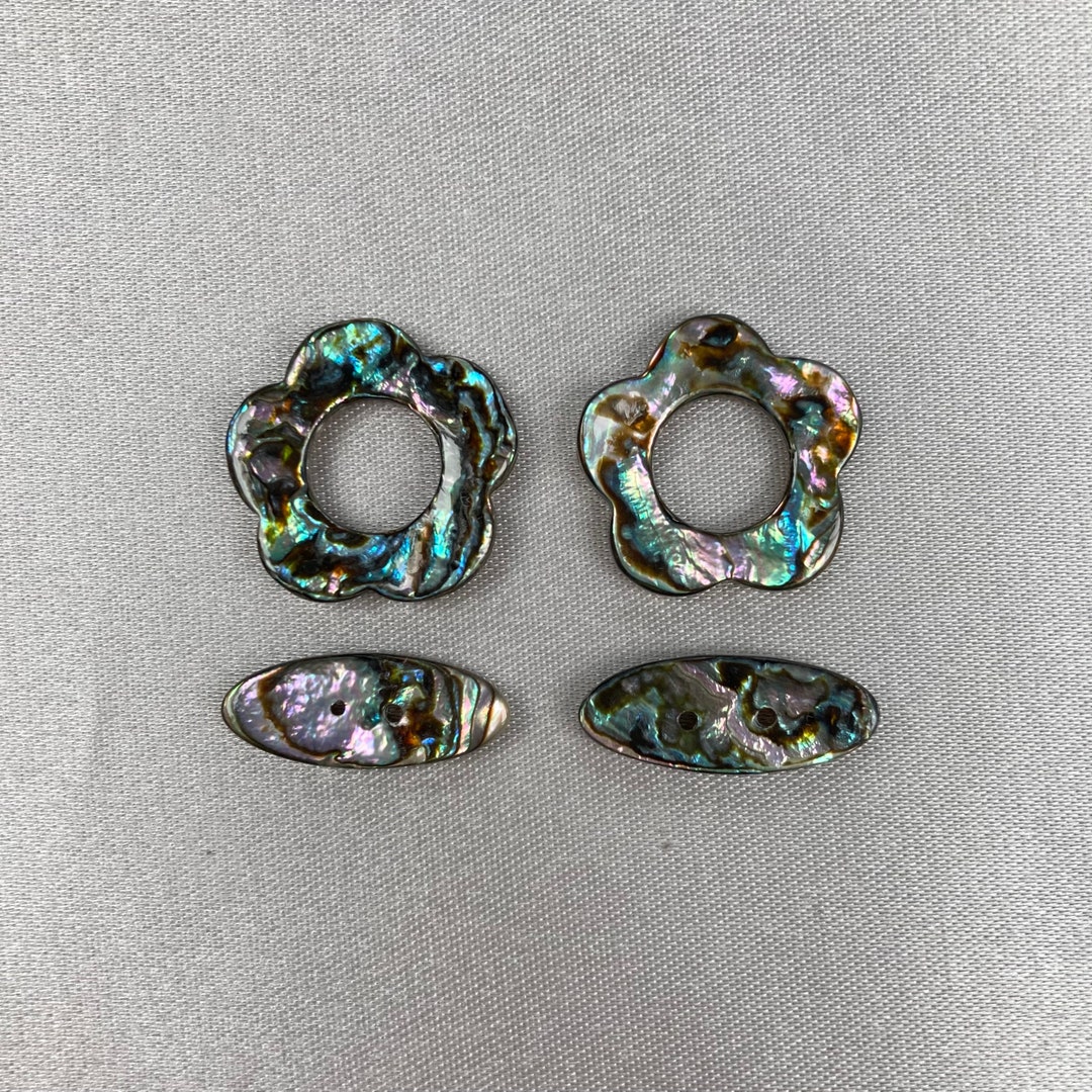 10pc Abalone Flower Toggle Set - Shell Abalone - Floral Bead - Abalone ...