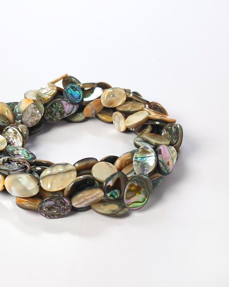 16" Abalone Shell Oval Beads – Natural Sea Shell Beads - Assorted Sizes ...
