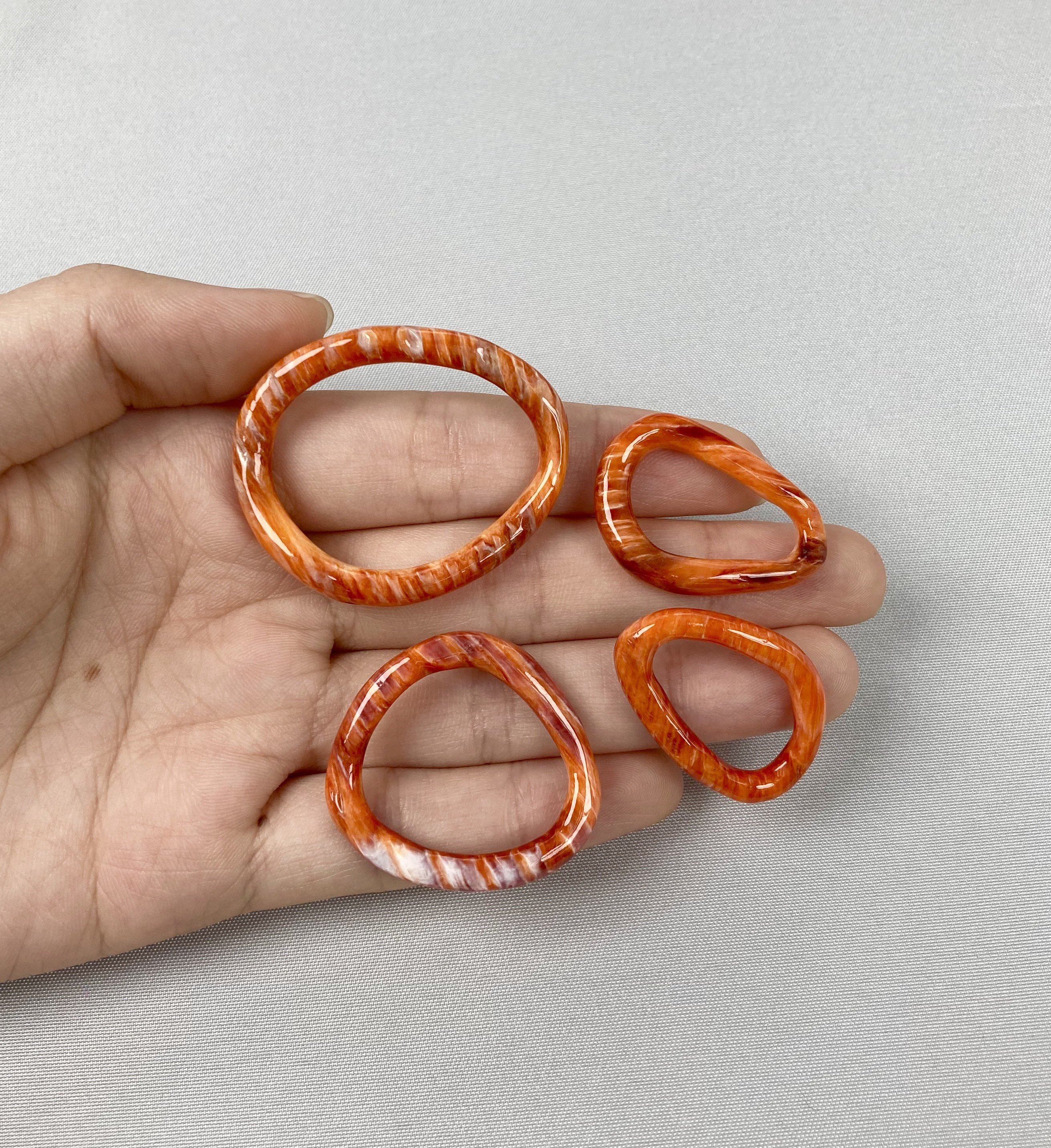 Spiny Oyster Shell - Hoop for Earrings - Orange Shell Hoop - 10 Pieces ...
