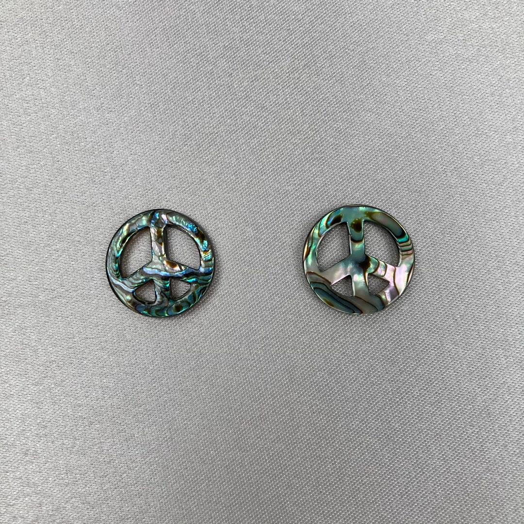 10pc Abalone Peace Symbol Loose Piece - Necklace Bead - Gemstone Bead ...