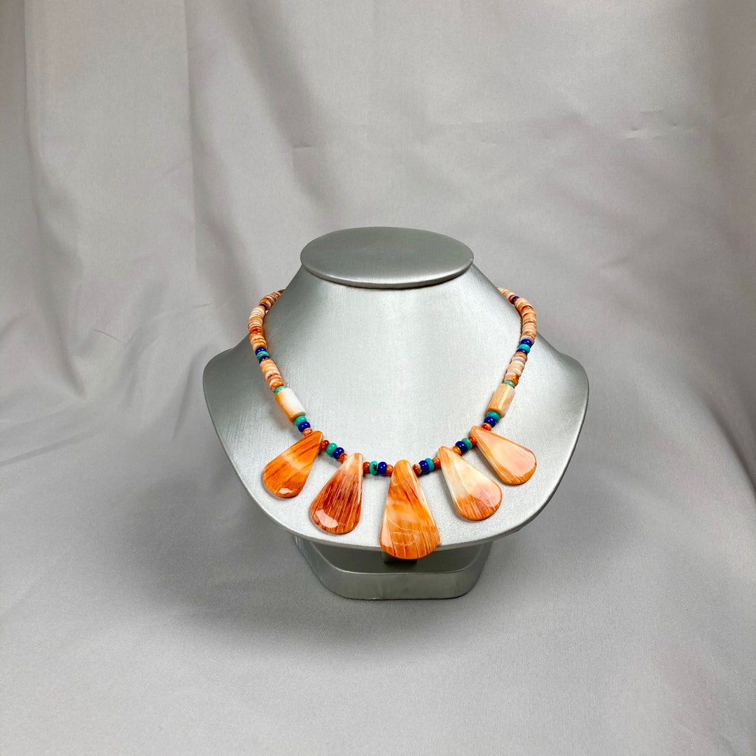 Spiny Oyster Shell - Spiny Oyster Necklace - Hand Braided Beads Pendant ...