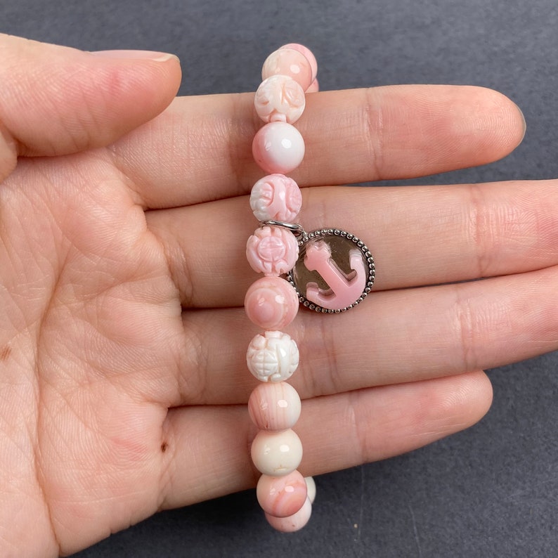 Natural Bahamas Pink Queen Conch Shell Carved Beads Stretch - Etsy