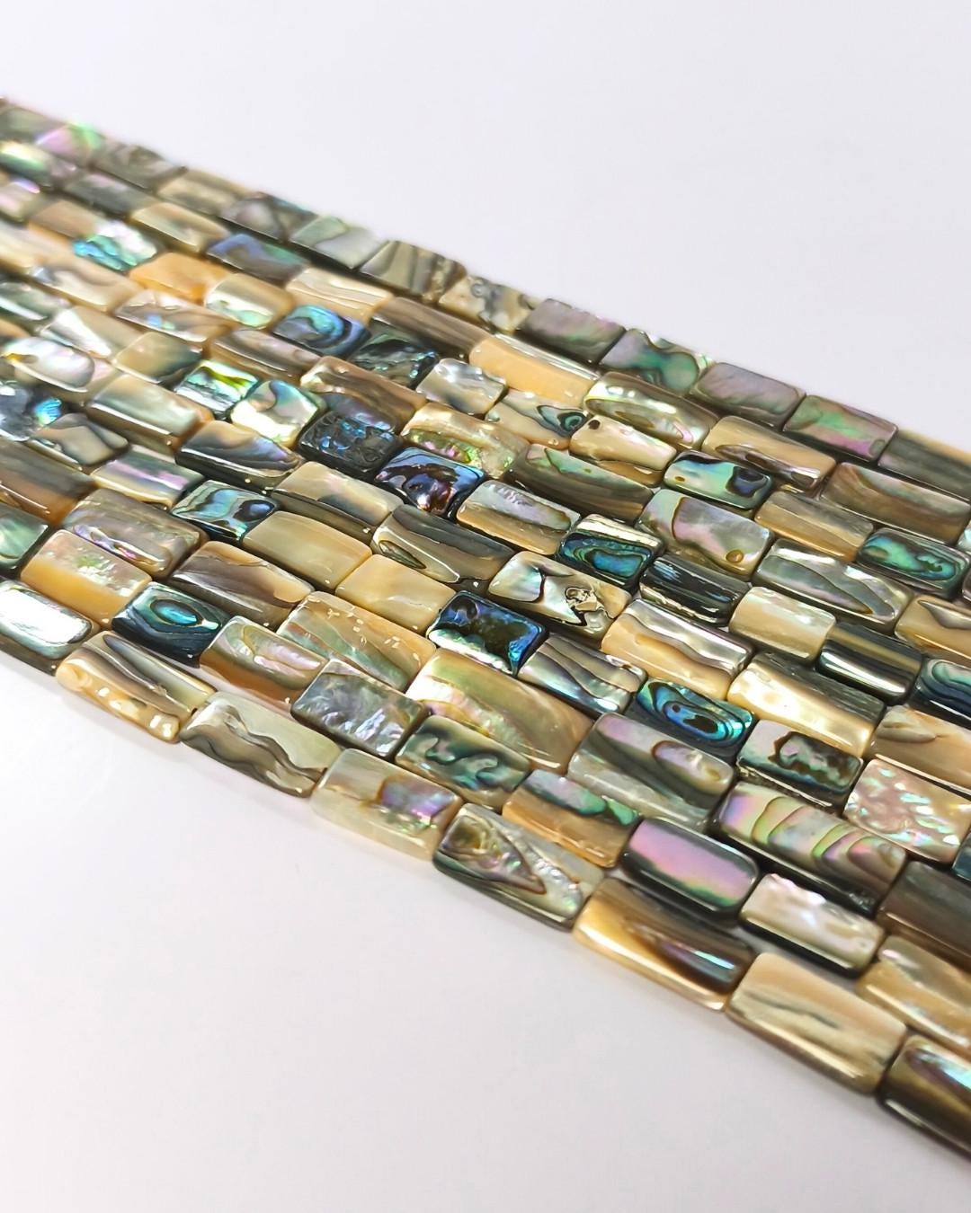 16" Abalone Shell Rectangle Bead – Natural Shell Rectangle Shape Beads ...