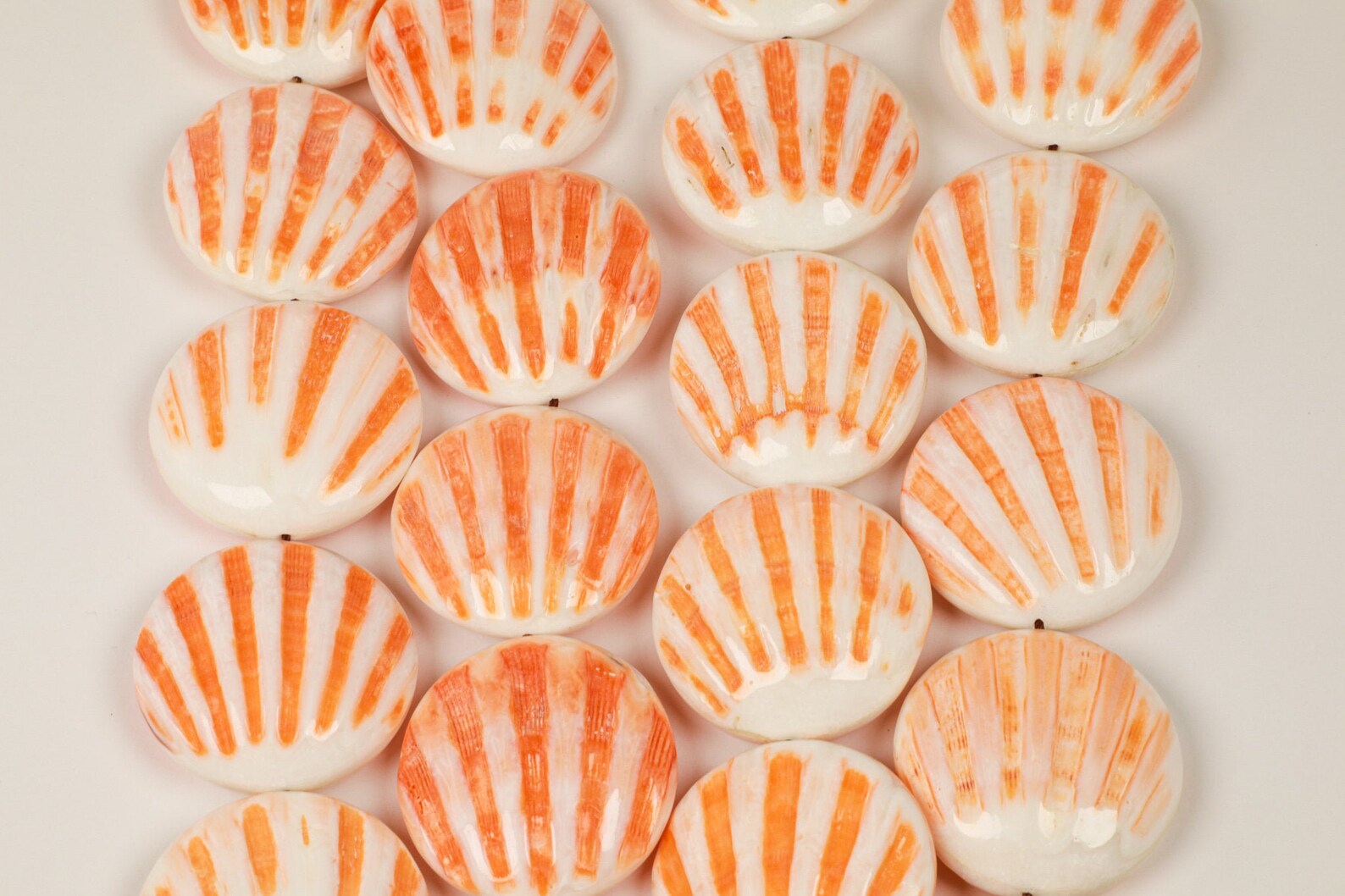 16 40mm Rare Ellipsoid Chunky Spiny Oyster Shell Natural Beads per ...