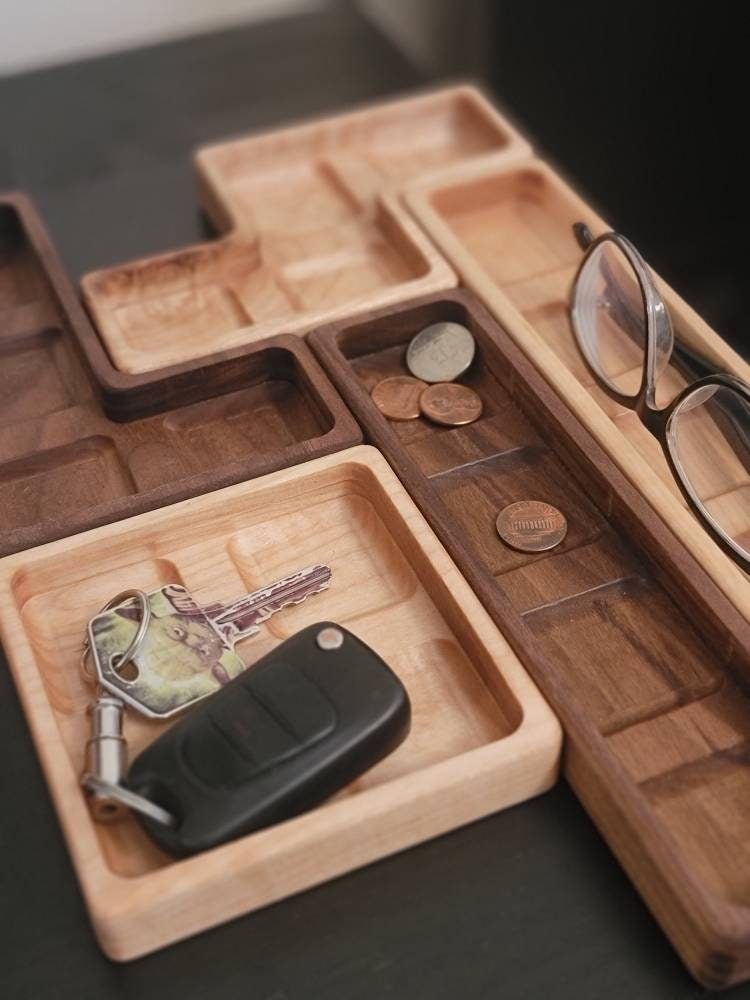 Tetris Catchall Tray: Hardwood Desk Organizer, Gamer Gift - Etsy