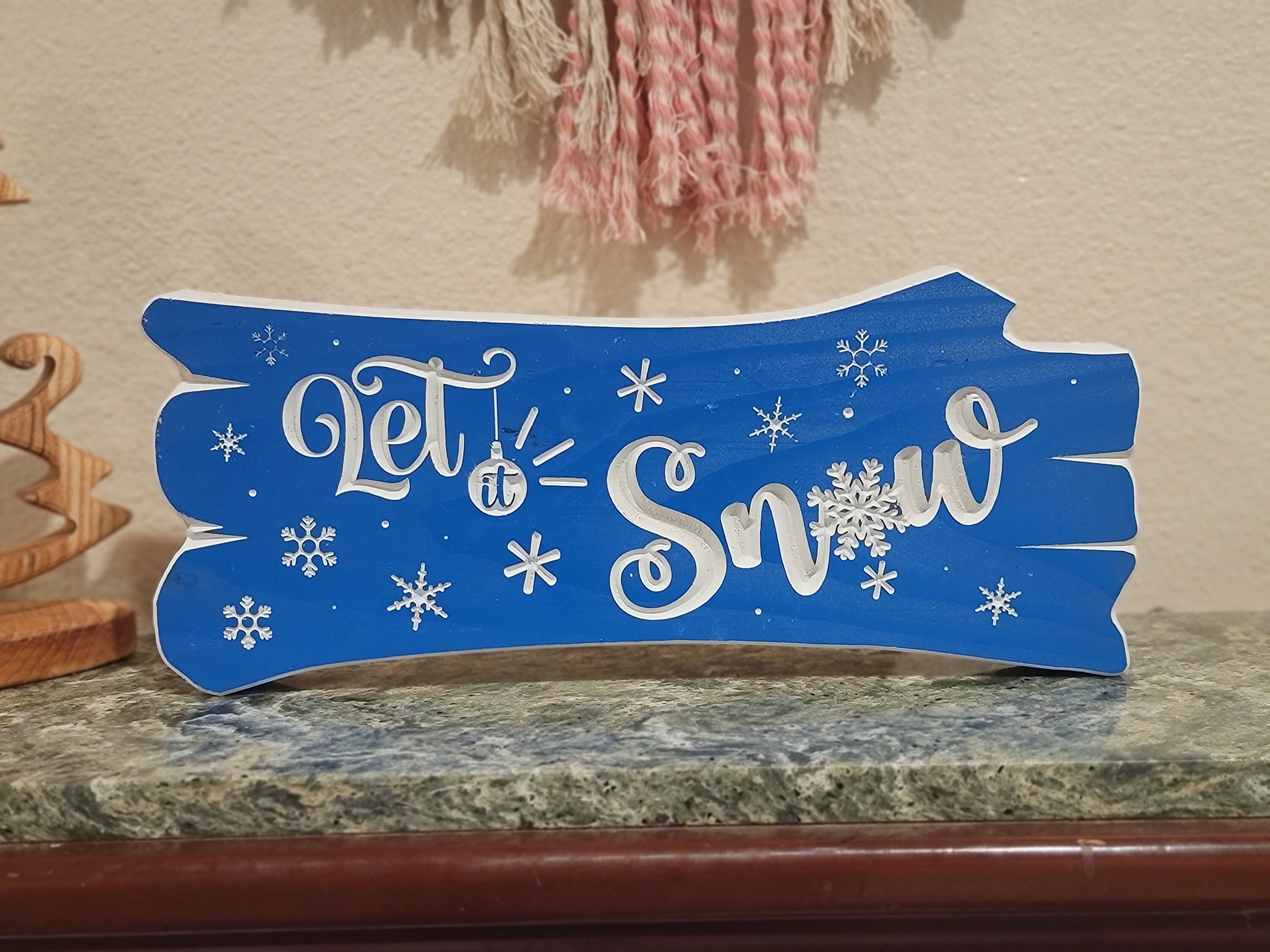 Christmas Wood Log Sign, Believe, Let It Snow, Merry Grinchmas, Joy ...