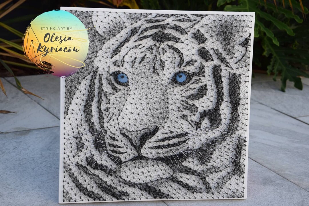 String Art White Tiger: Handmade Animal Wall Decor - Etsy