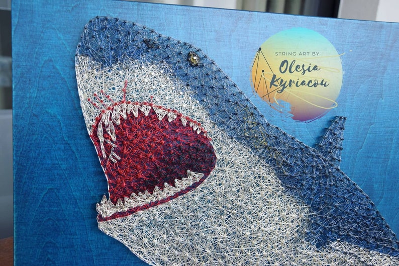 Wire String Art Shark Shark Art Shark Painting Shark Decor - Etsy