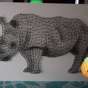 String Art Rhinoceros, Rhino Art, Wildlife Art,animal Art,made TO ORDER ...