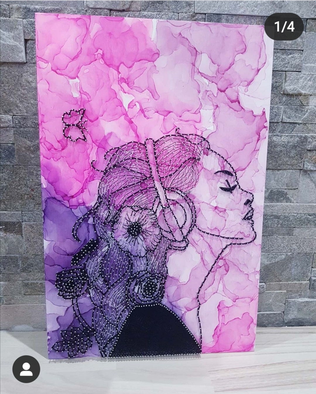 String Art Portrait Woman Made to Order Alcohol Inks for the - Etsy