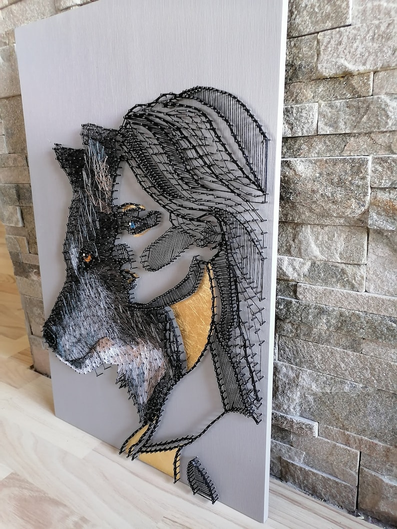 String Art Wolf-woman,wildlife Art, Wolf Decor,animal Walldecor,spirit ...