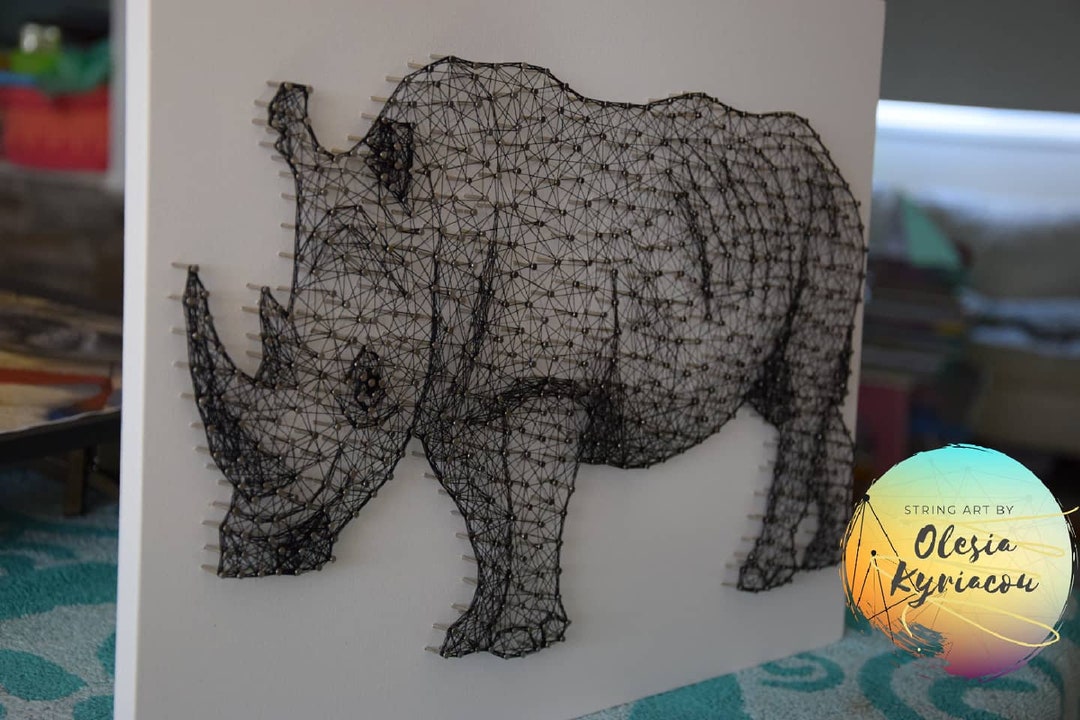 String Art Rhinoceros, Rhino Art, Wildlife Art,animal Art,made TO ORDER ...