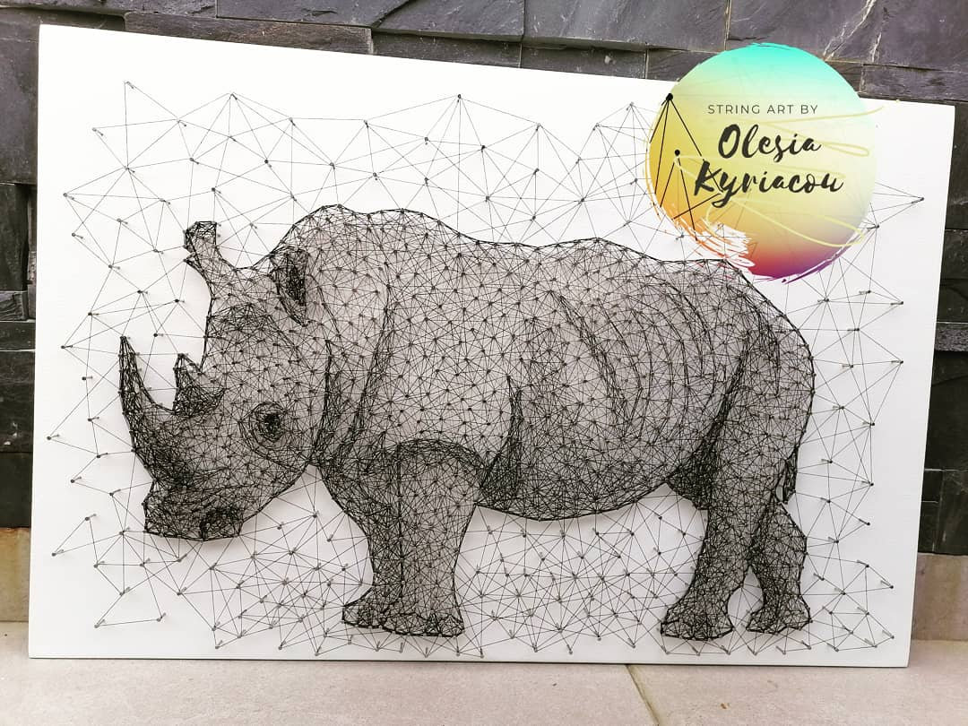 String Art Rhinoceros, Art Rhinoceros, Decor Rhino,wall Art ,africa Art ...