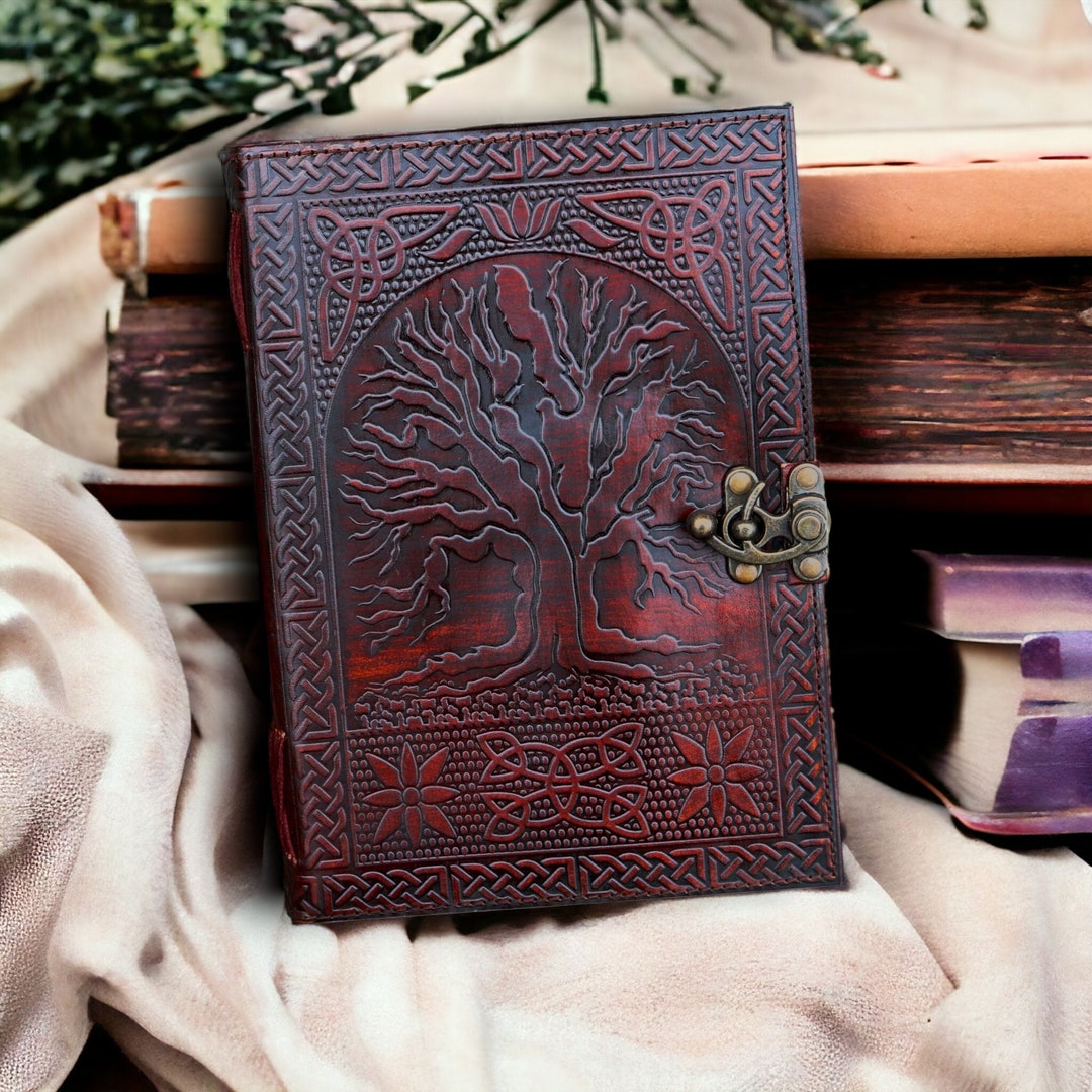 Handcrafted Tree of Life Emboss Leather Journal Blank Notebook ...