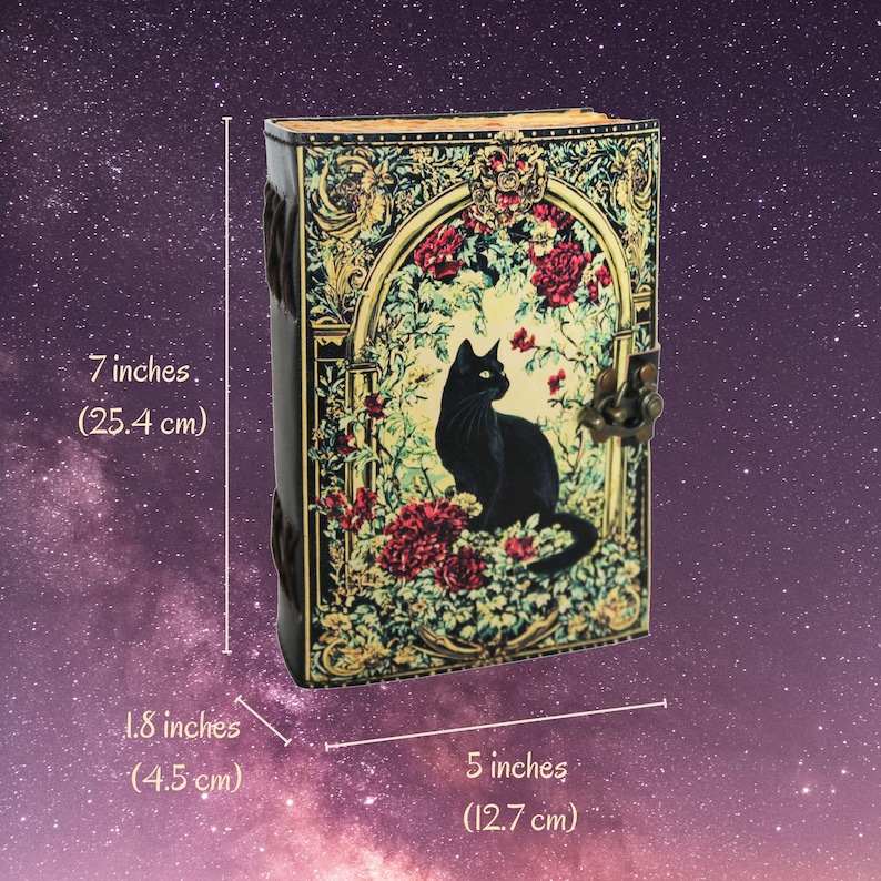 Black Cat Rose Leather Journal Personalized | Victorian Gothic Grimoire ...