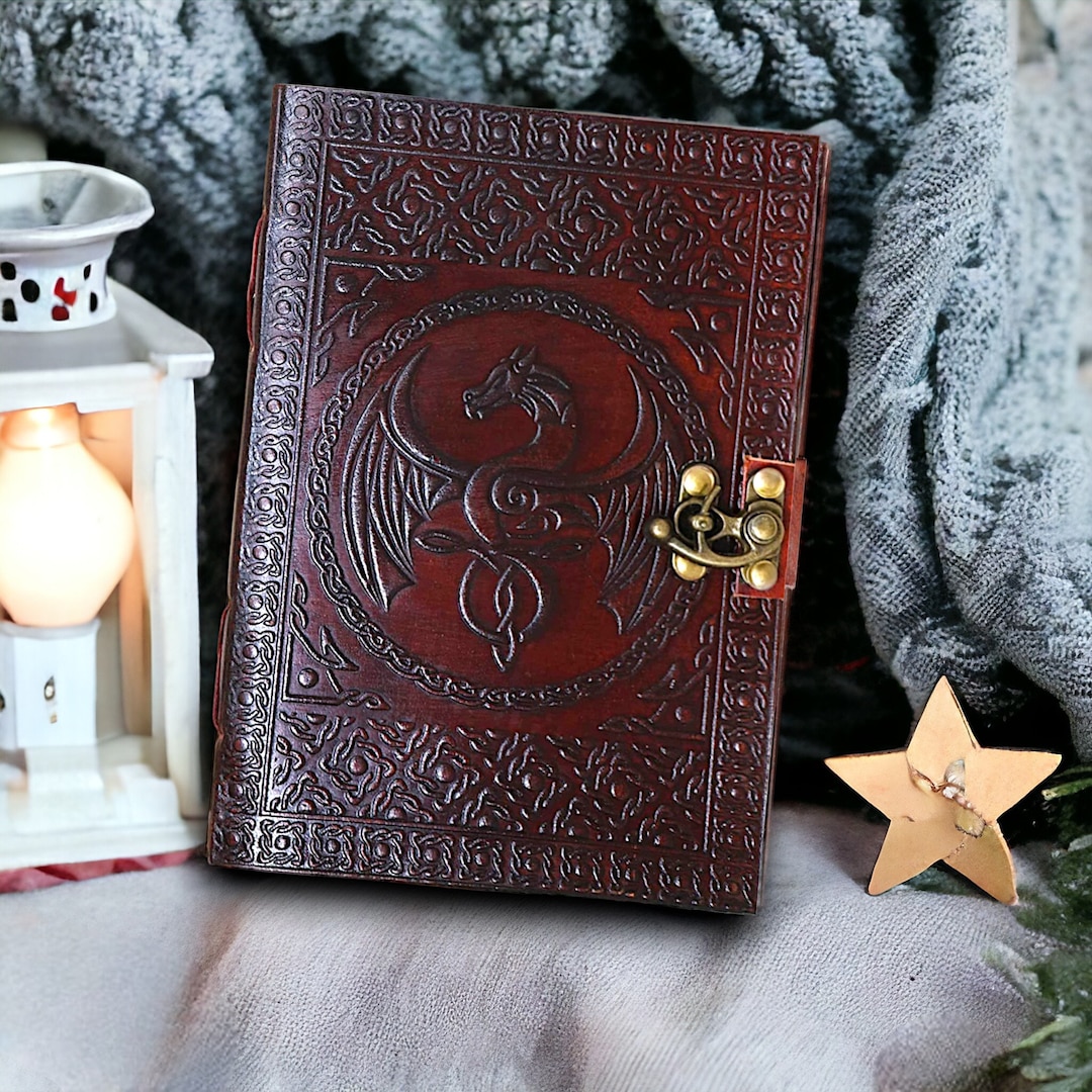 Personalised Dragon Leather Journal Blank Notebook Vintage Sketchbook ...