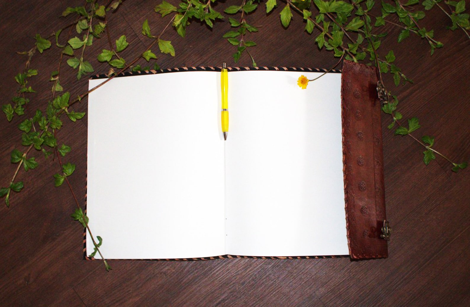 Personalized LARGE Leather Journal With Clasp 7 Stones Blank | Etsy