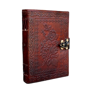 Personalized Rose Emboss Leather Journal Handmade Refillable Blank ...