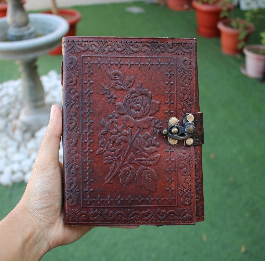 Personalized Rose Emboss Leather Journal Handmade Refillable Blank ...