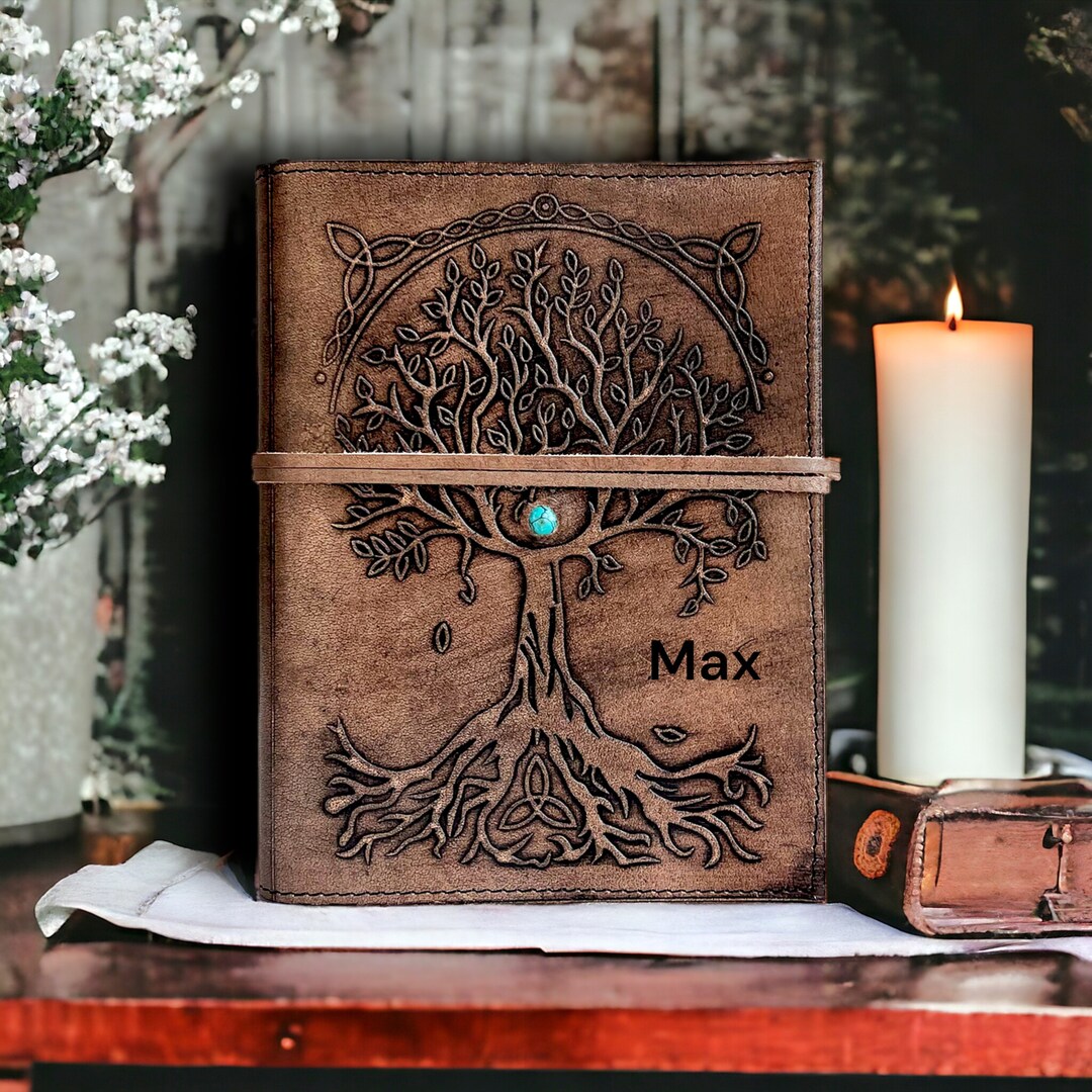 Handcrafted Tree of Life Emboss Leather Journal Blank Notebook ...