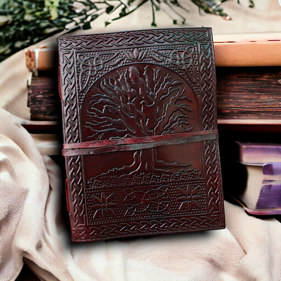 Handcrafted Tree of Life Emboss Leather Journal Blank Notebook ...
