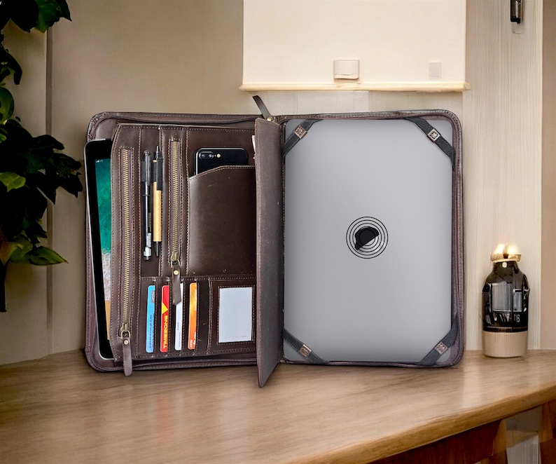 Personalised Leather Portfolio, File Business Organizer, Padfolio With ...