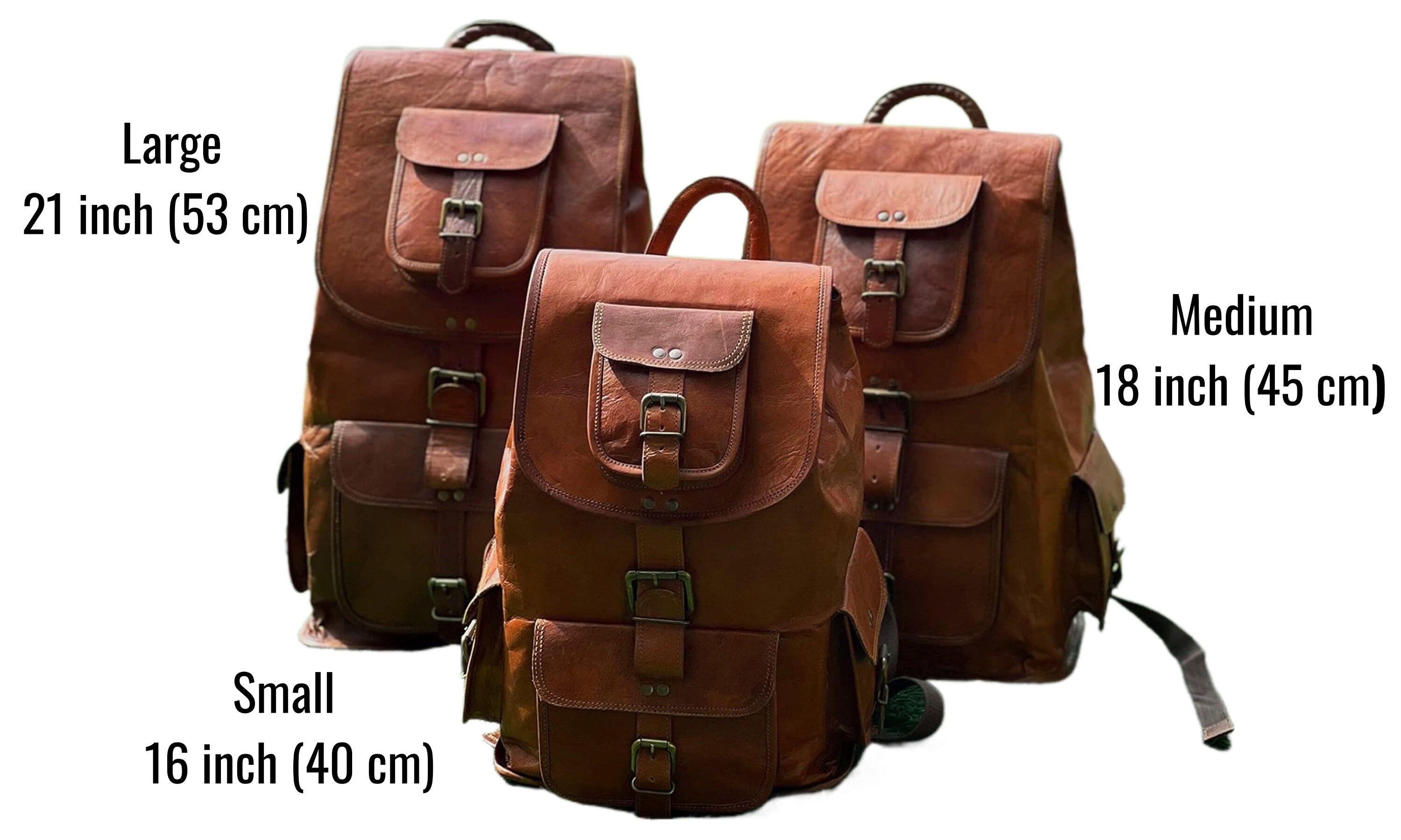 Personalized Leather Backpack: Vintage Brown Travel Rucksack, Hiking ...