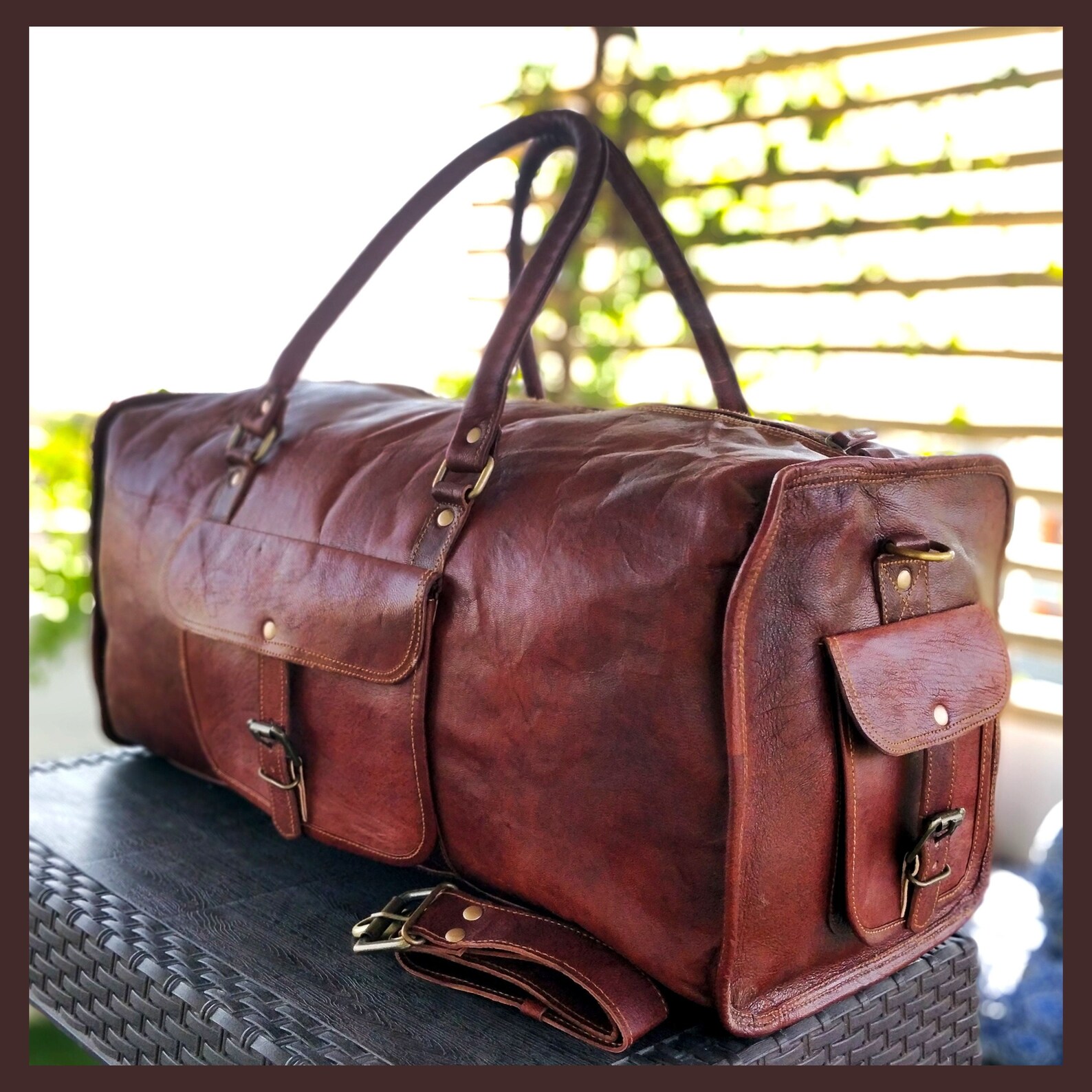 Personalized Leather Duffle Bag, Travel Carry-on Luggage, Overnight Gym ...