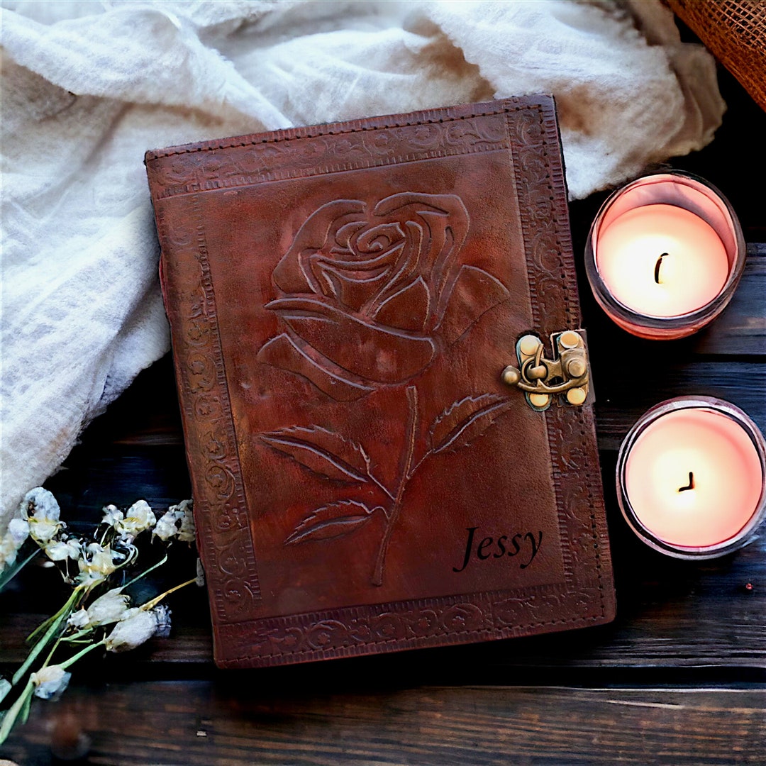 Personalized Rose Emboss Leather Journal Handmade Refillable Blank ...