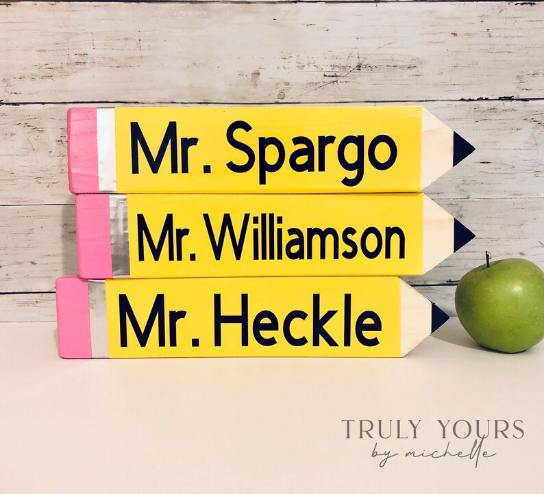 Teacher Pencil Name Plates / Teacher Name Plates / Male | Etsy