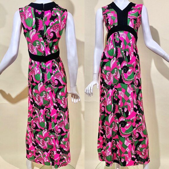 Vintage 60s 1970s Psychedelic Mod Maxi Dress // Wild … - Gem